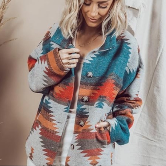 Jackets & Coats | Aztec Women Jacket Button Shacket Oversized | Poshmark
